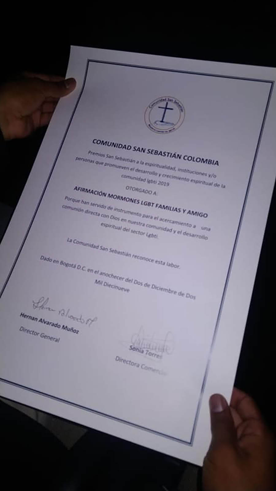 Affirmation Colombia Awarded Best Spiritual Group of the Year in Bogotá